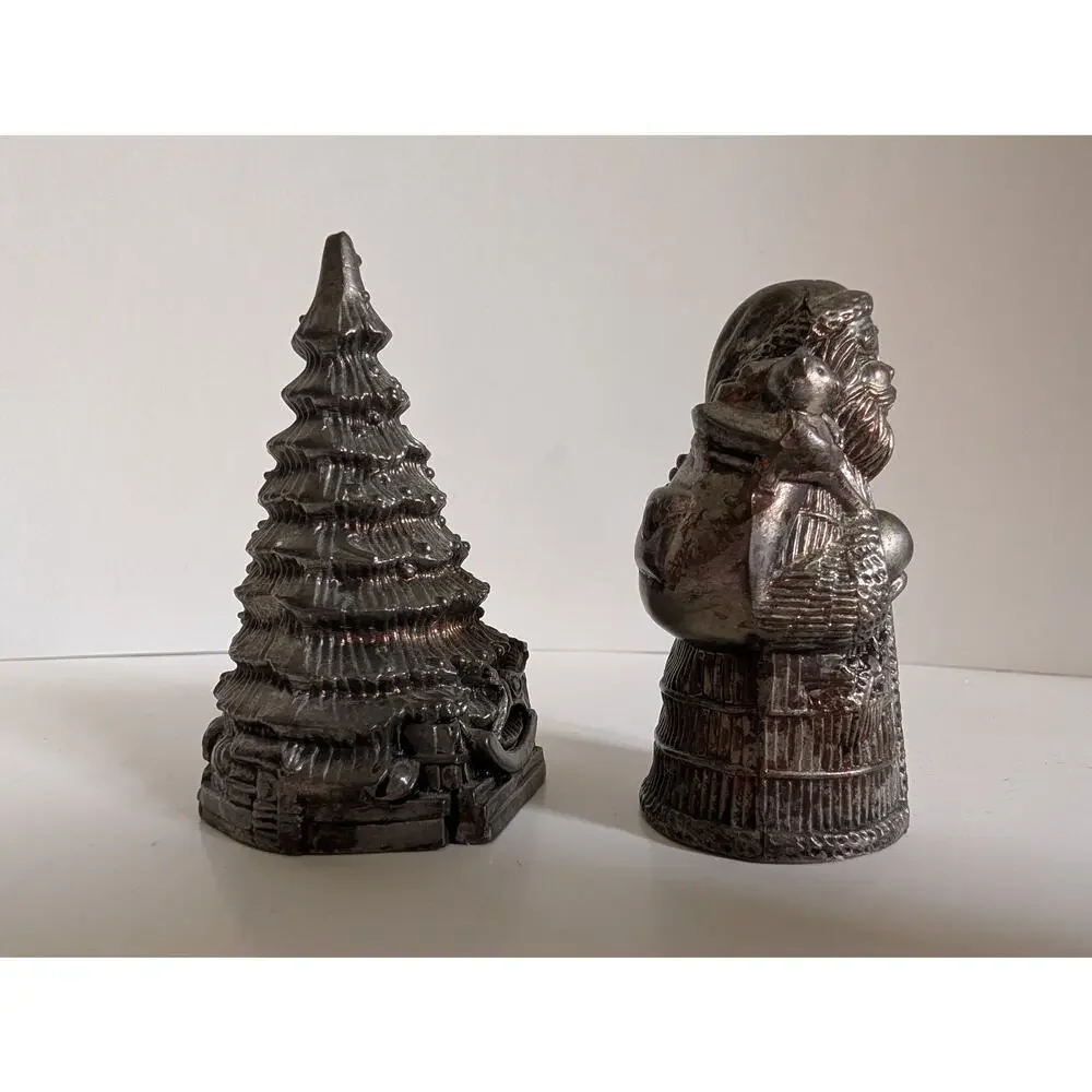 Unknown | Kitchen | Vintage Heavy Pewter Santa And Christmas Tree Salt ...
